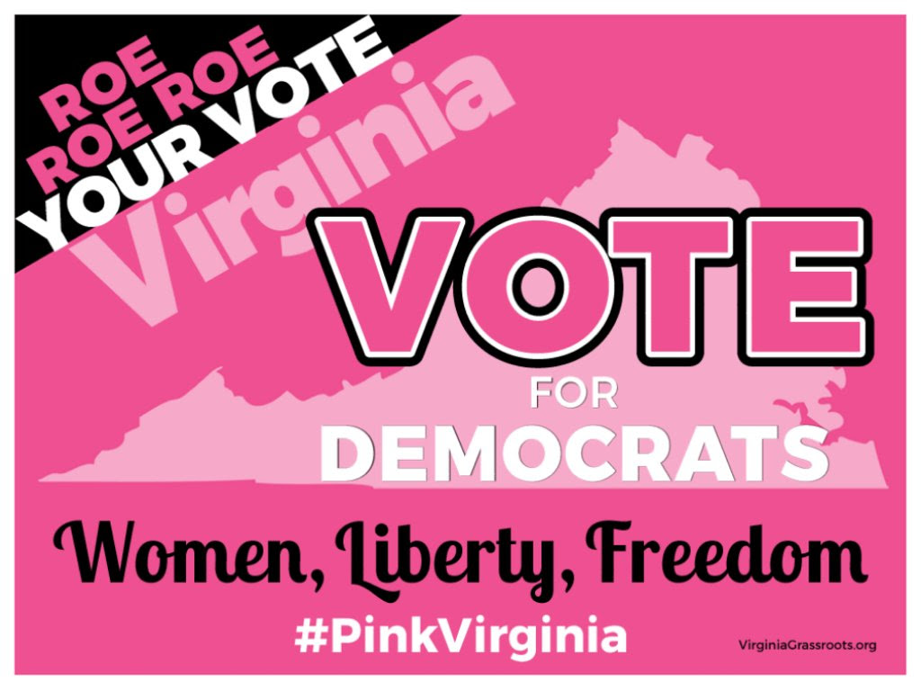 PINK Roe Roe Roe Your Vote VA Yard Signs